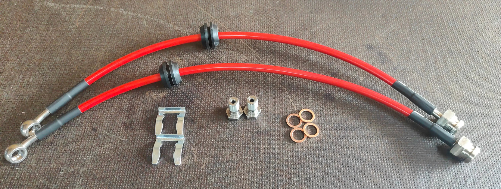 Abarth 500 595 Brembo Front Braided Brake Hoses Banjo End — BRT Motorsport